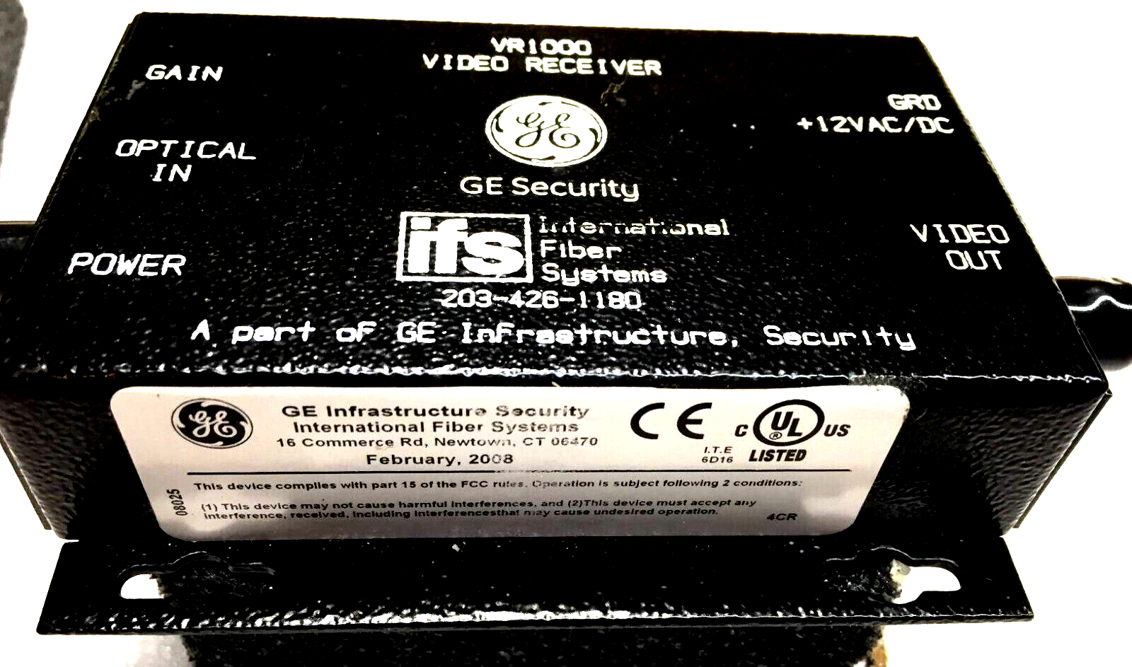 VR 1000 IFS / GE SECURITY VIDEO RECIEVER , (1 PC) NEW NO POWER SUPPLY ...