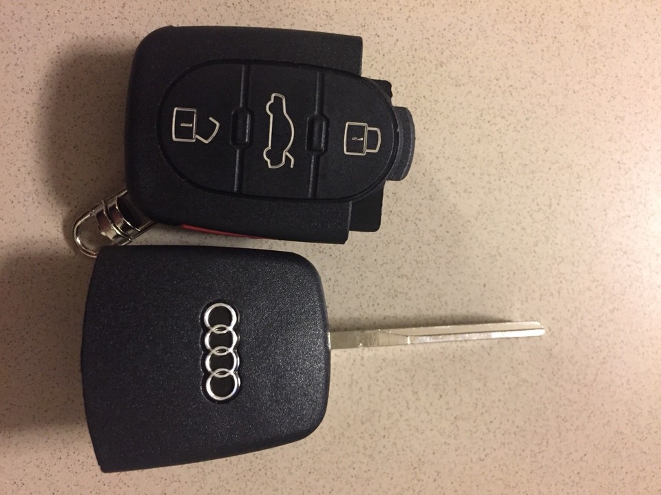 new audi keyless entry remote key fob oem transmitter uncut key blade ...