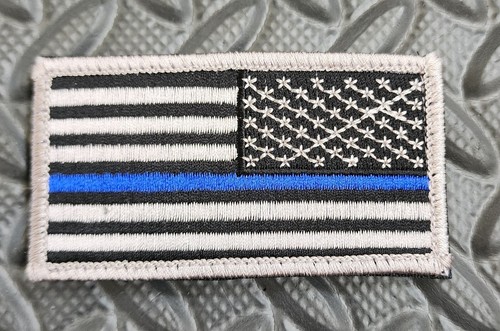 Thin Blue Line Reversed U.S. Flag Patch Hook Backing Police / Law ...