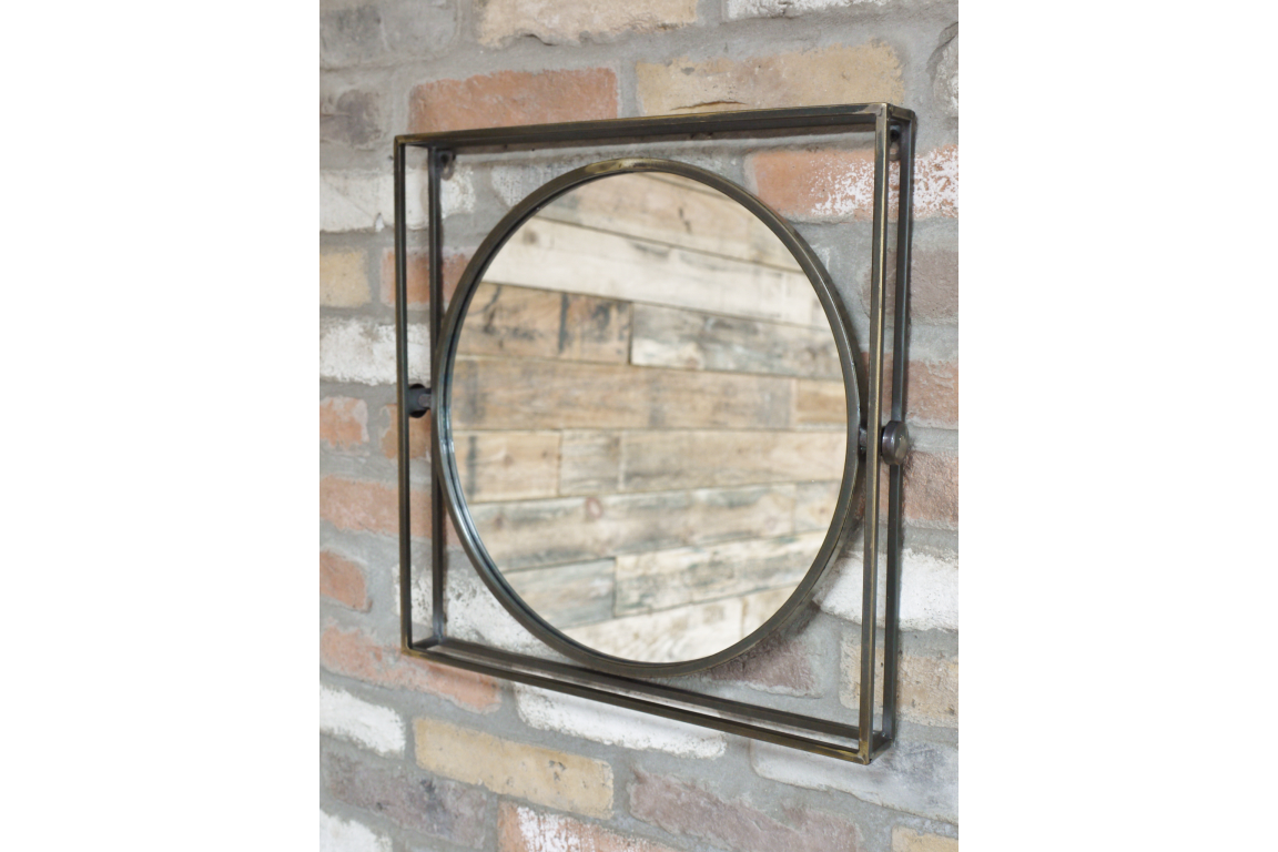 47cm Large Industrial Style Metal Wall Mirror - Bronzed | eBay UK