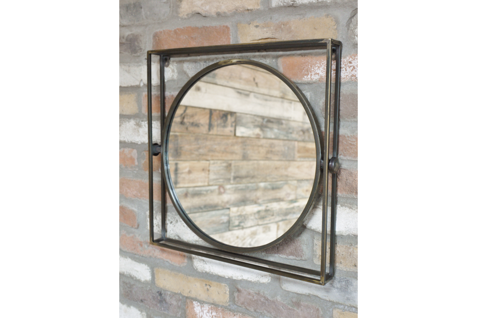 47cm Large Industrial Style Metal Wall Mirror - Bronzed | eBay UK