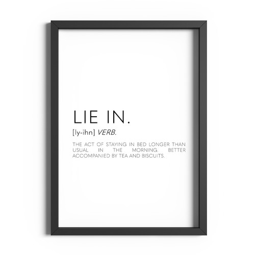 Lie In Definition Print Bedroom Wall Art Home Decor Funny Quote Poster ...
