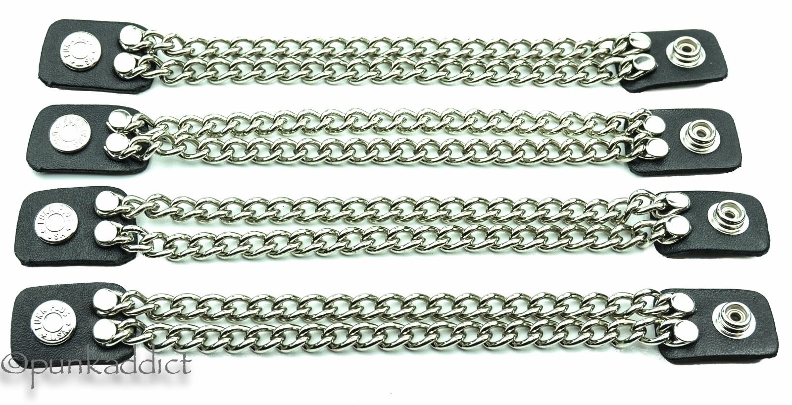 2 row chain Extension Black Leather Biker Vest Extender 4 Pcs Lot | eBay