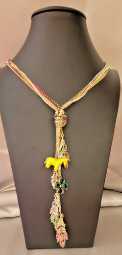 Betsey Johnson Flight of Fancy Charms Horse Cactus Clover Feathers Long ...