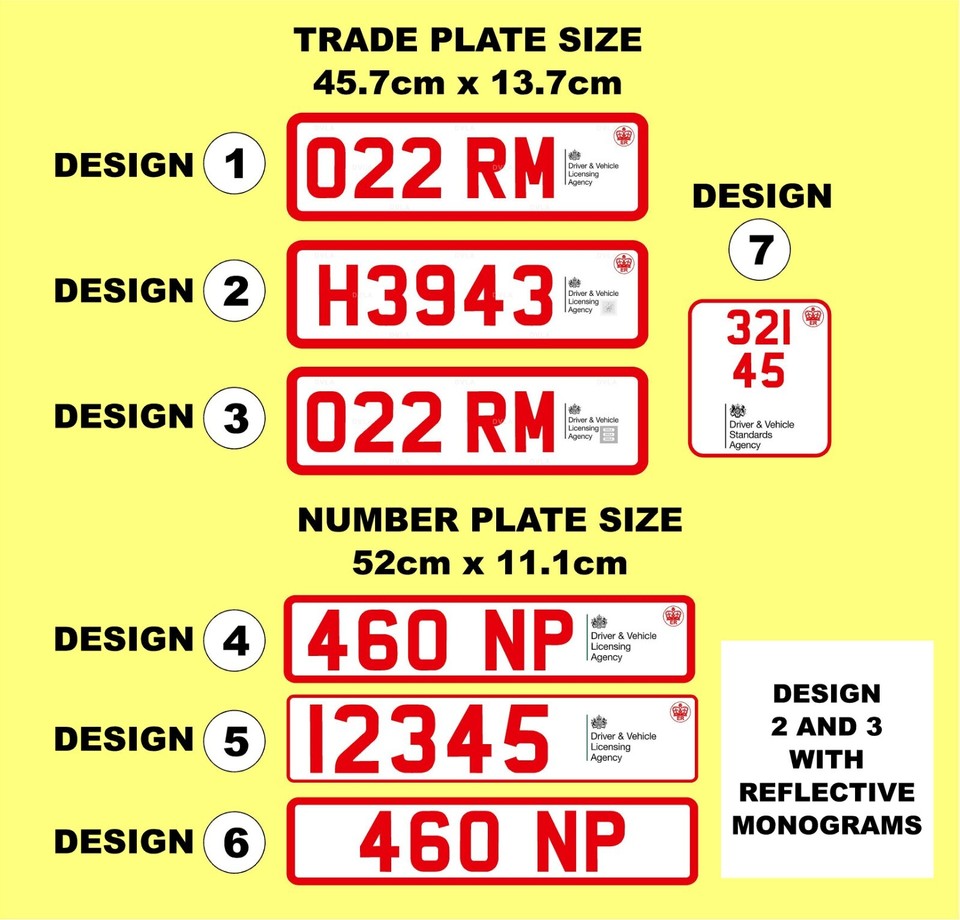 1x PLASTIC MOTOR TRADE SHOW ROOM PLATE SIGN 3mm TRADE PLATE NUMBER ...