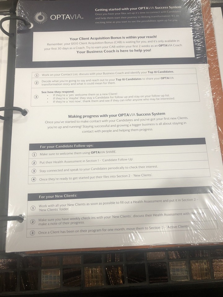 Optavia Getting Started With Your Optavia Success System | eBay