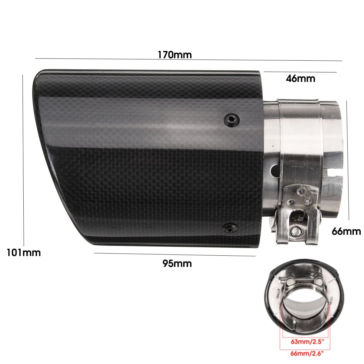 Carbon Fiber 2.5'' 63mm-101mm Universal Car Exhaust Muffler End Tip ...