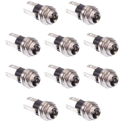 10 x 2.1mm x 5.5mm Metal Round Panel Mount Female Socket DC Connector ...