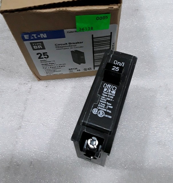 Cutler-Hammer BR125 Circuit Breaker 25a 1 Pole 120/240v C125 for sale ...