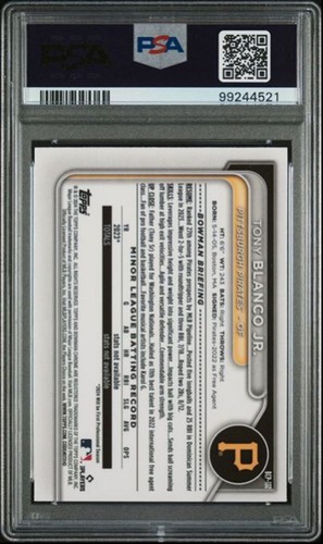 Tony Blanco Jr. RC 2024 Bowman Sapphire Yellow PSA 10 67/75 Pittsburgh ...