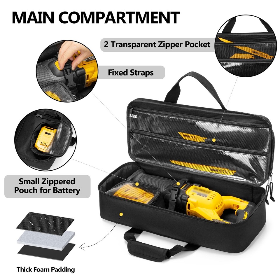 Carrying Case Compatible with DEWALT 20V/60V Max Cordless Reciprocating ...
