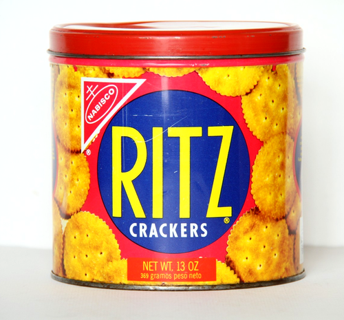 Vtg USA 1977 Nabisco Ritz Cracker Collectible Tin Round 13 OZ English ...