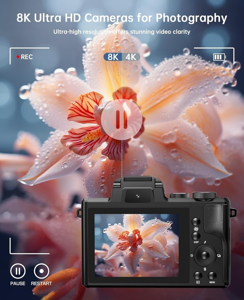 8K Digital Cameras for Photography Autofocus 88MP WiFi Professional 16X ...