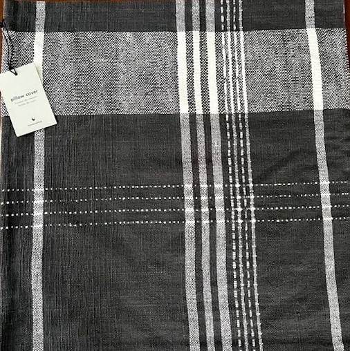 West Elm Woven Origin Plaid Pillow Cover Charcoal/Ivory NWT 20" x 20 ...