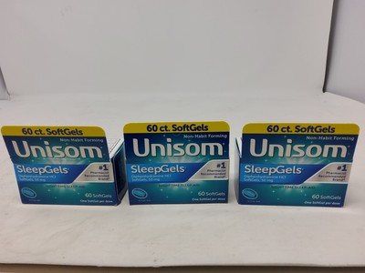 3x Unisom SleepGels Diphenhydramine HCL 50mg - 60 SoftGels exp 04/24 ...