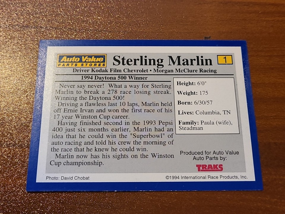 1994 Auto Value Parts Stores #1 Sterling Marlin *1923 | eBay