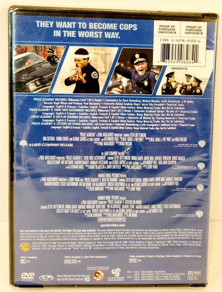 Police Academy 1-4 ☆ 4 Film Favorites Collection DVD - NEW - FREE ...