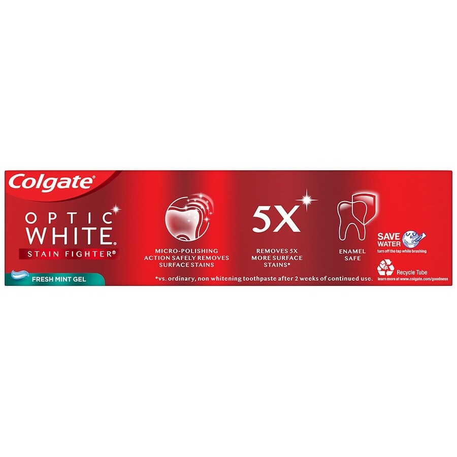 Colgate Optic White Stain Fighter Enamel Safe Toothpaste~Fresh Mint Gel ...