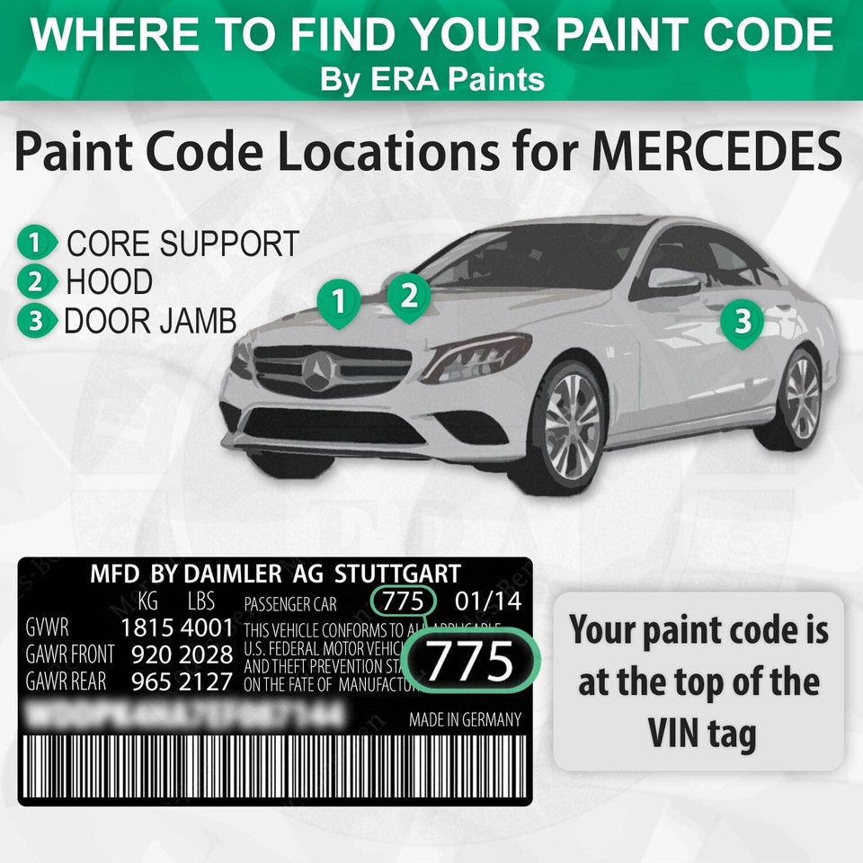 MERCEDES 368/7368 - Flint Gray Metallic OEM Match Touch Up Paint Kits ...