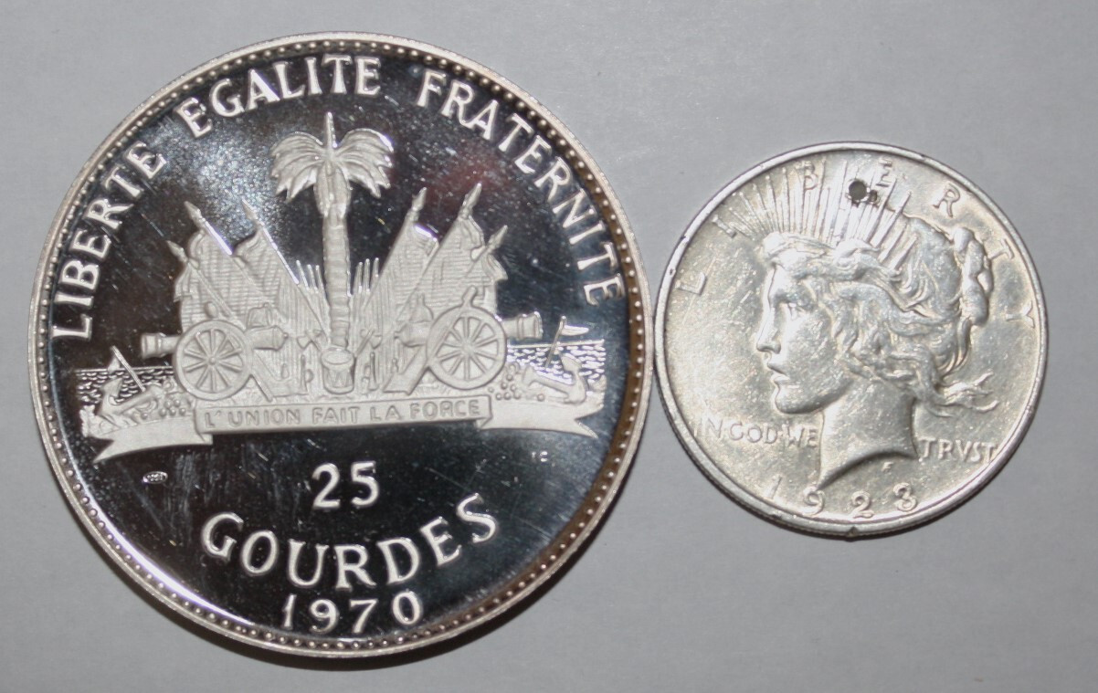 S3 - Haiti 25 Gourdes 1970 Very Large Silver PROOF Coin - Rare-Only 25 ...