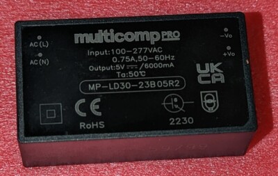 Mains Power Supply PSU 5V 6A AC To DC Converter 4 Pin Multicomp Pro PCB ...