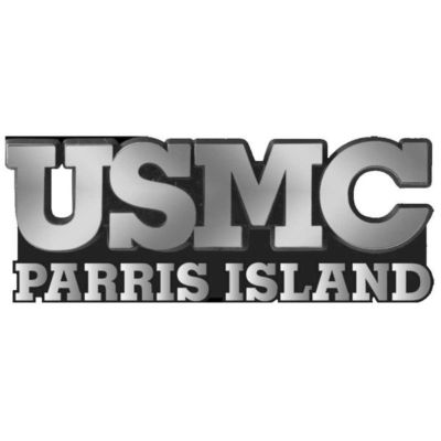 USMC MARINE CORPS PARRIS ISLAND 4" USA MADE CAR CHROME EMBLEM MEDALLION ...