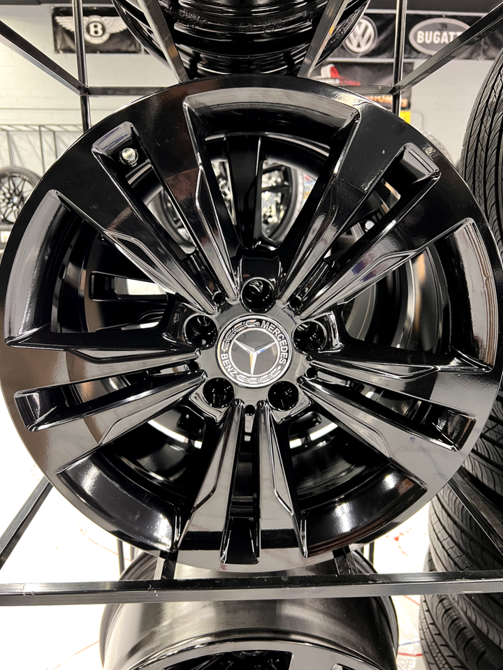 18" MERCEDES RIMS OEM BLACK 5X112MM TRIPLE GLOSS BLACK 5 DOUBLE SPOKE ...