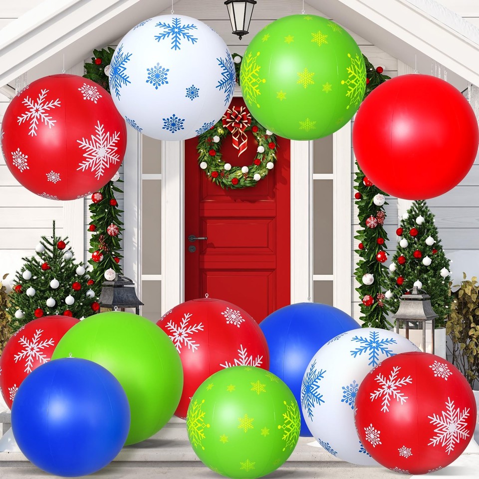 12 Pcs Giant Inflatable Christmas Ball Inflatable 16 Inch 24 Inch ...