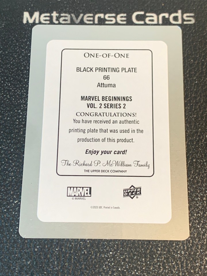 2023 Marvel Beginnings Vol.2 Series 2 Attuma Black Printing Plate 1/1 ...