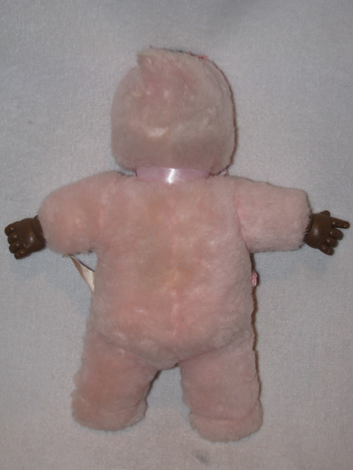 Cute 12" Black Vinyl Faced Stuffed Pink Fur Body Baby Doll-1983 CBS ...