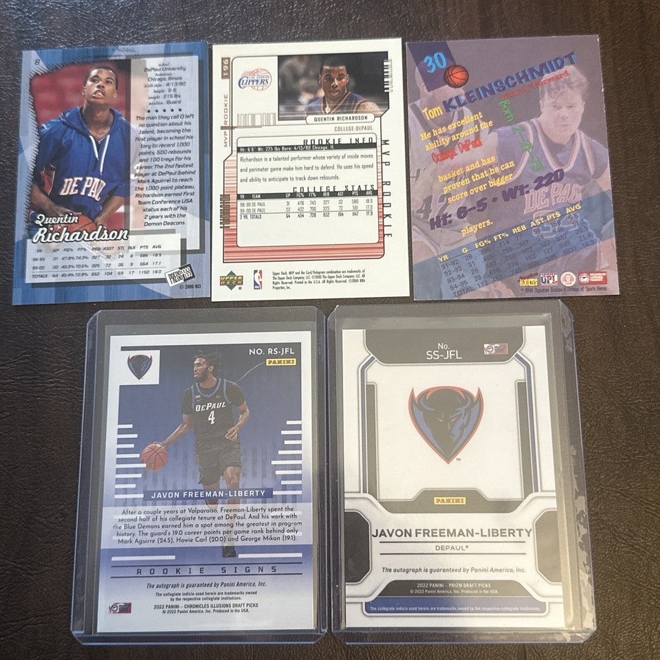 DePaul Blue Demons RC Auto Basketball (5) Card Lot Richardson Freeman ...