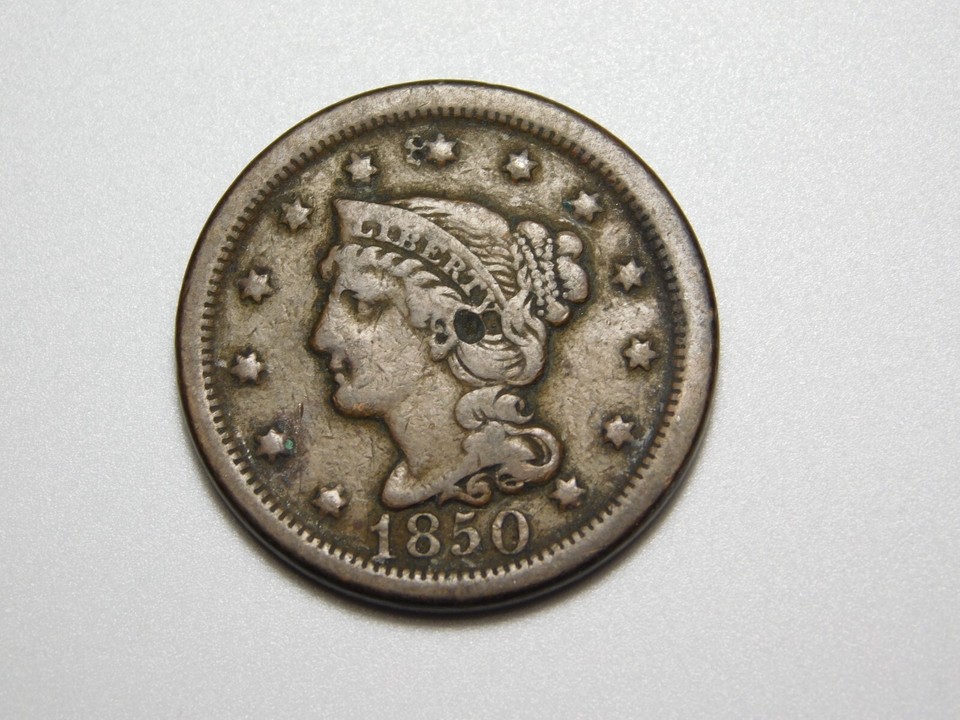 GOLD RUSH VINTAGE US COINS 1850 BRAIDED HAIR LARGE CENT | eBay
