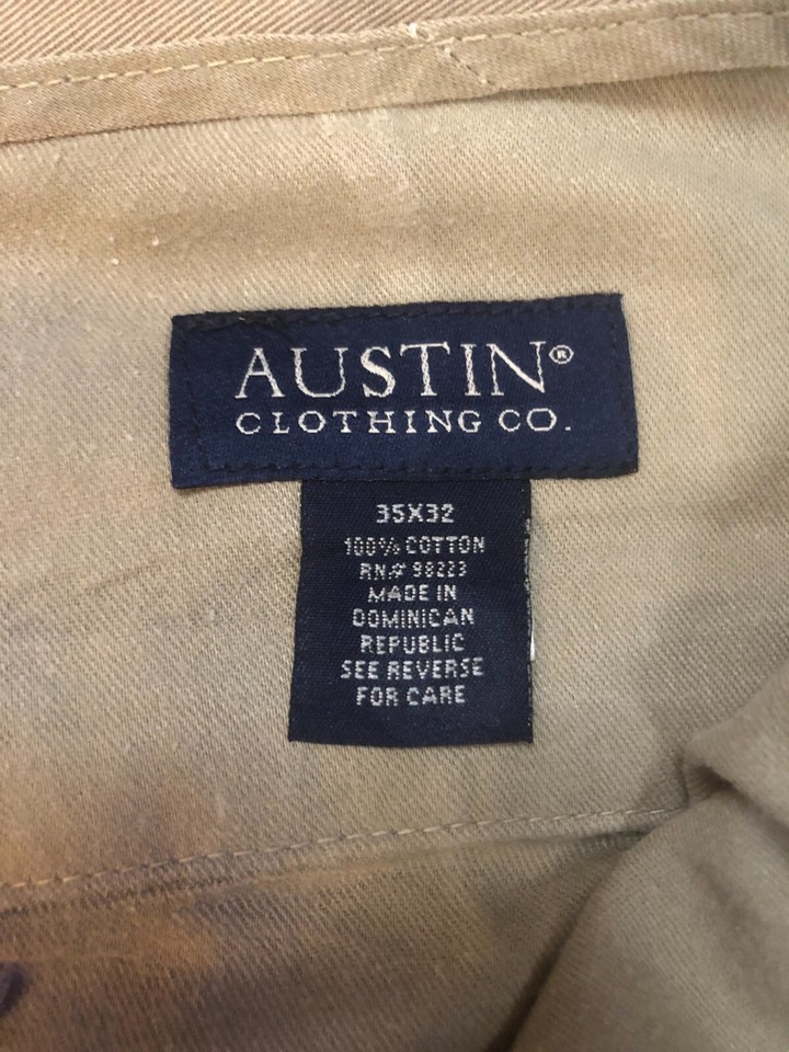 AUSTIN CLOTHING CO Beige Slacks 35x32 Straight Leg Classic Regular Fit ...