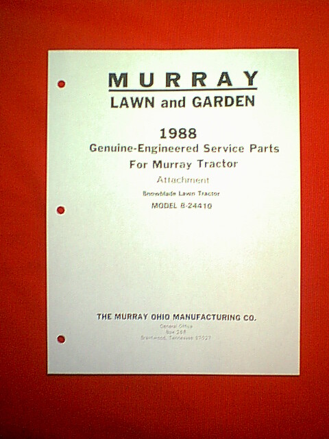 MURRAY TRACTOR / RIDING MOWER SNOW PLOW ATTACHMENT MODEL 8-24410 PARTS ...