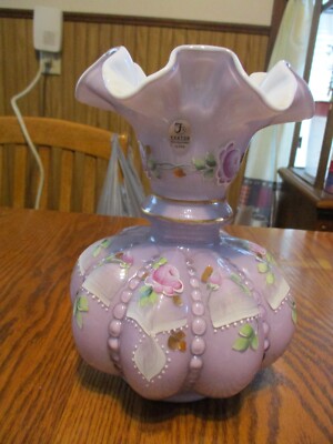 Fenton 8" Purple Lavender Charleton Collection Melon Vase - from '2002 ...