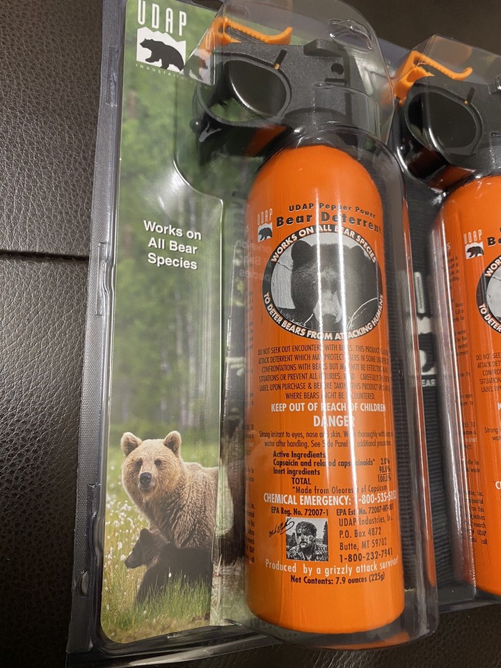 Lot of 2-UDAP Pepper Power Bear Spray Repellant With 2 Holsters(30 Foot ...