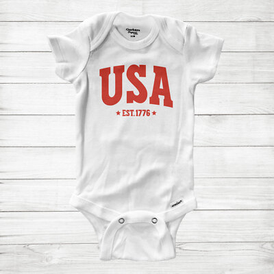 Baby Infant Bodysuit One Piece Clothes Retro Usa 1776 Fourth Of July | eBay
