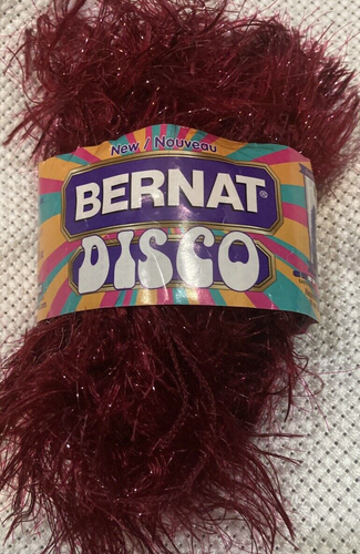 Bernat Disco Yarn -Lot of 2 skeins - Burgundy Beat, 1.75 oz each ...