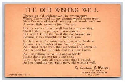 Sing-A-Song Postal Poems, The Old Wishing Well, Garden City Michigan MI ...
