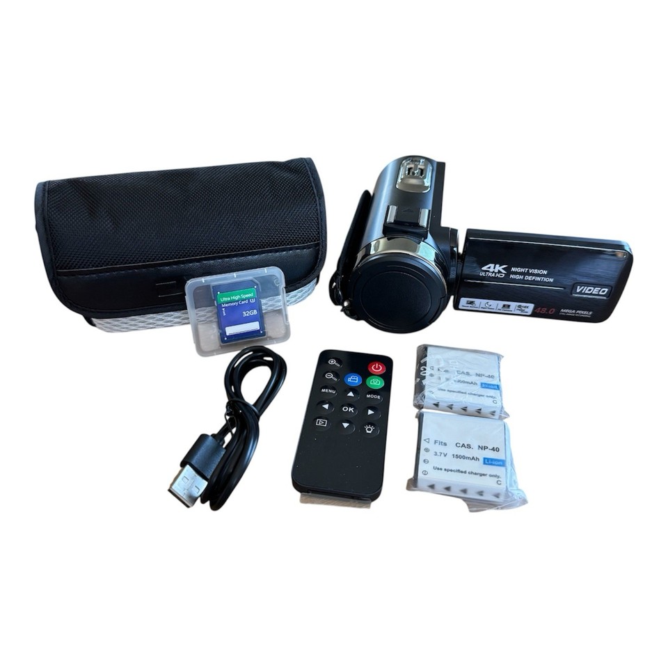 Video Camera Camcorder 4K 48MP 30FPS with IR Night Vision,18X Zoom 32GB ...