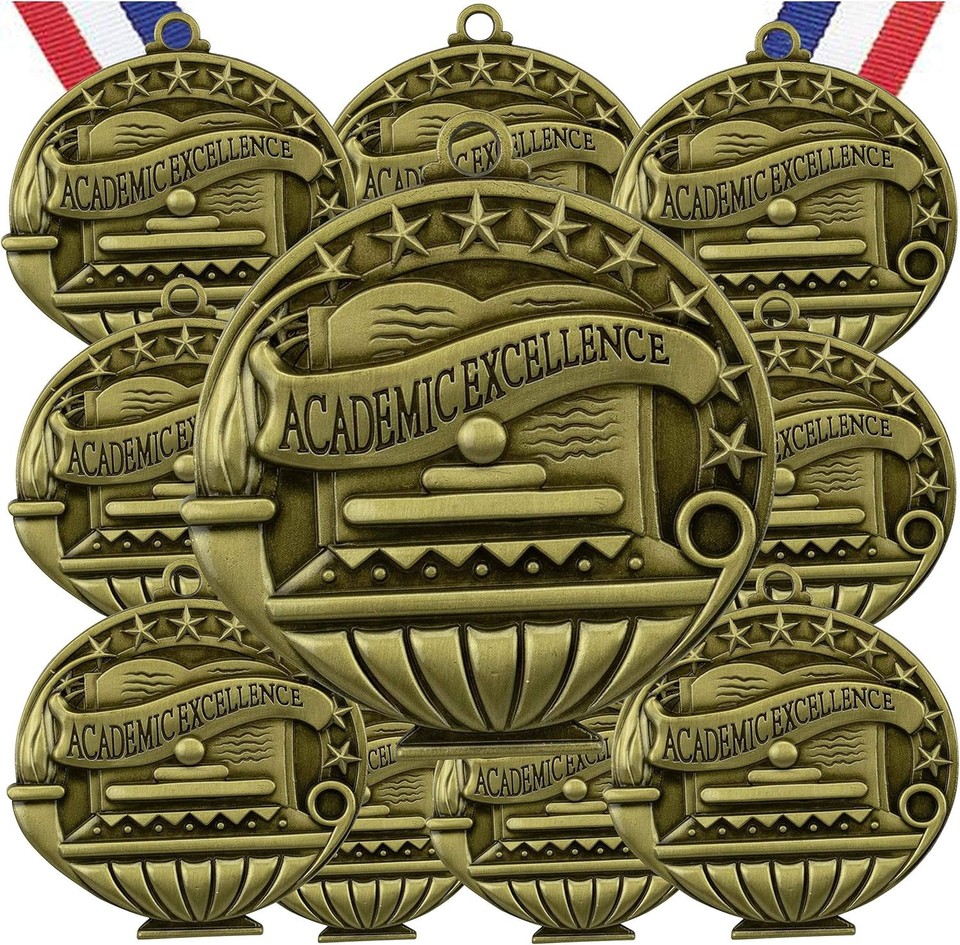 10 Pack EXCELLENCE Achievement Award Medals Medallions w/ R/W/B Ribbons ...