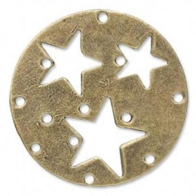 2 Antiqued Brass Steampunk Stars 40mm Round Pendant Beads | eBay