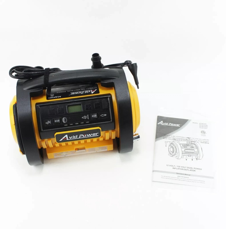 Avid Power ACAP322 12V DC/110V AC Air Compressor Dual Power Tire Pump ...