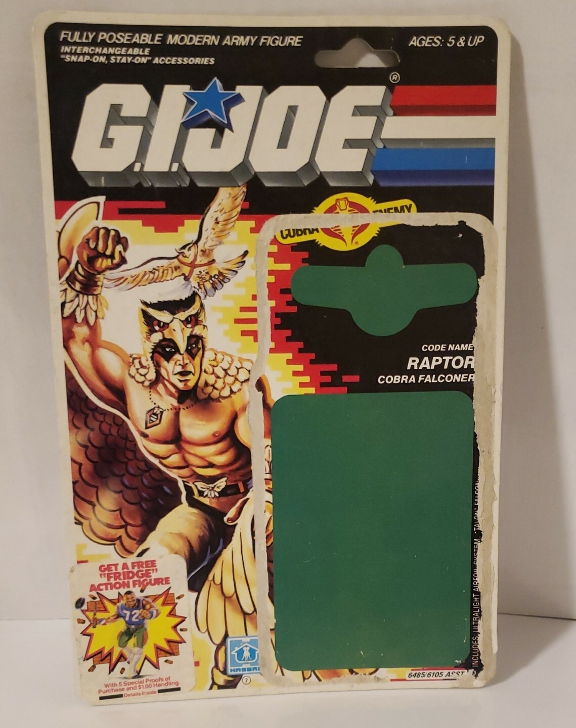 Vintage 1987 G.I. Joe RAPTOR v1 Full UNCUT File Card Back GI G.I.Joe ...