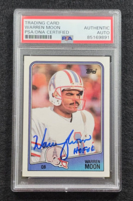 1988 WARREN MOON Signed Inscribed HOF 06 Topps Card-HOUSTON OILERS-PSA ...