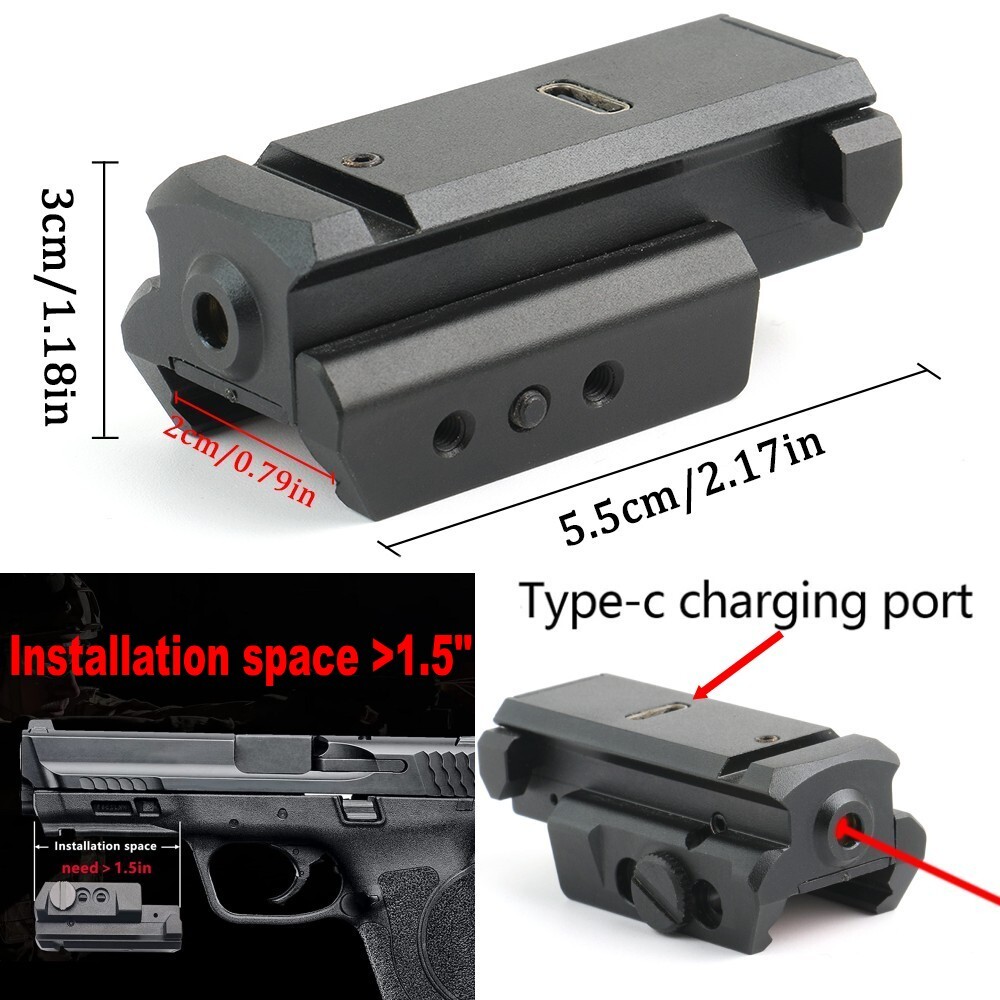 USB Rechargeable Pistol Red Green Blue Laser Sight For Glock 17 19 20 ...