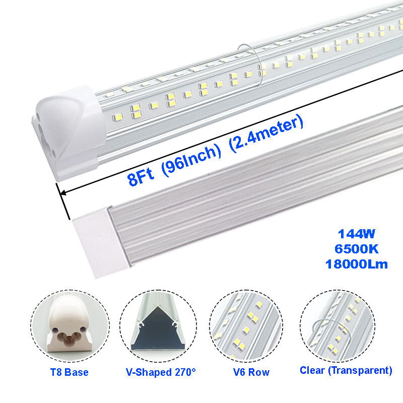 T8 8FT LED Shop Lights Linkable Fixture 144W LED Garage Light High ...