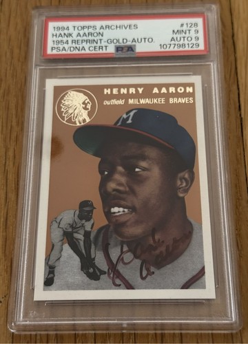 1994 Topps Archives Hank Aaron 1954 Reprint Gold Auto PSA 9 (MINT) Auto ...