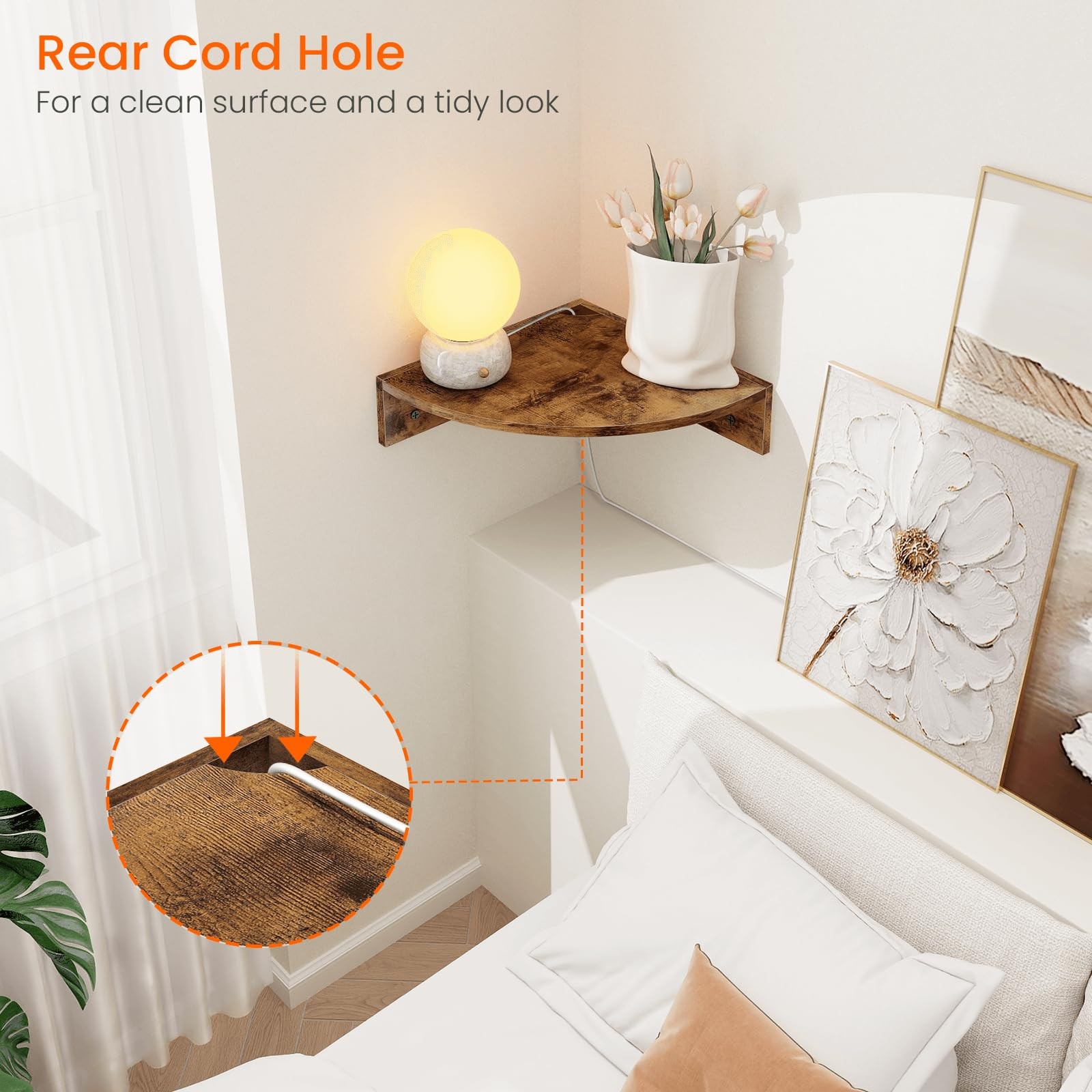 Homode Corner Shelf Wall Mount Set of 3 Floating Corner Shelves with ...