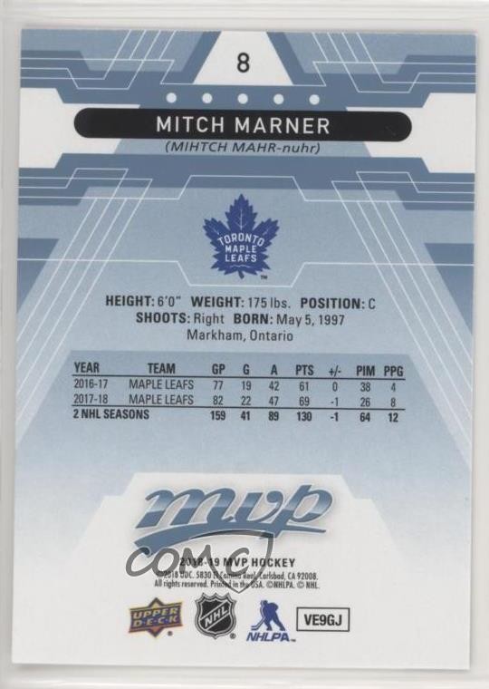 2018-19 Upper Deck MVP Factory Set Mitch Marner #8 | eBay